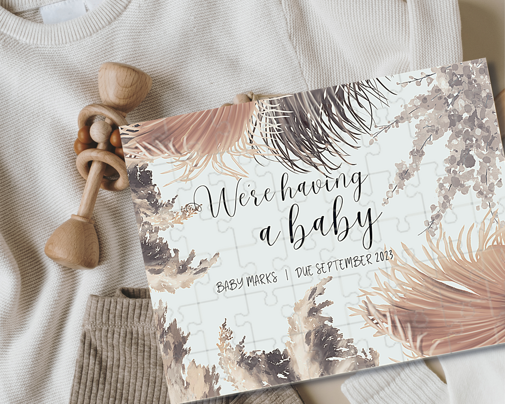 Pregnancy Announcement Puzzle - Boho Pampas Grass – South of Urban Shop